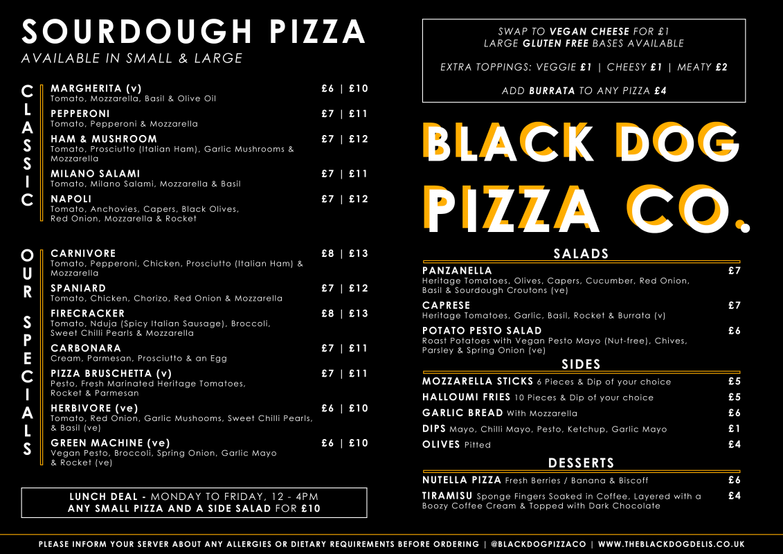 The Black Dog Pizza Co – The Black Dog Delis